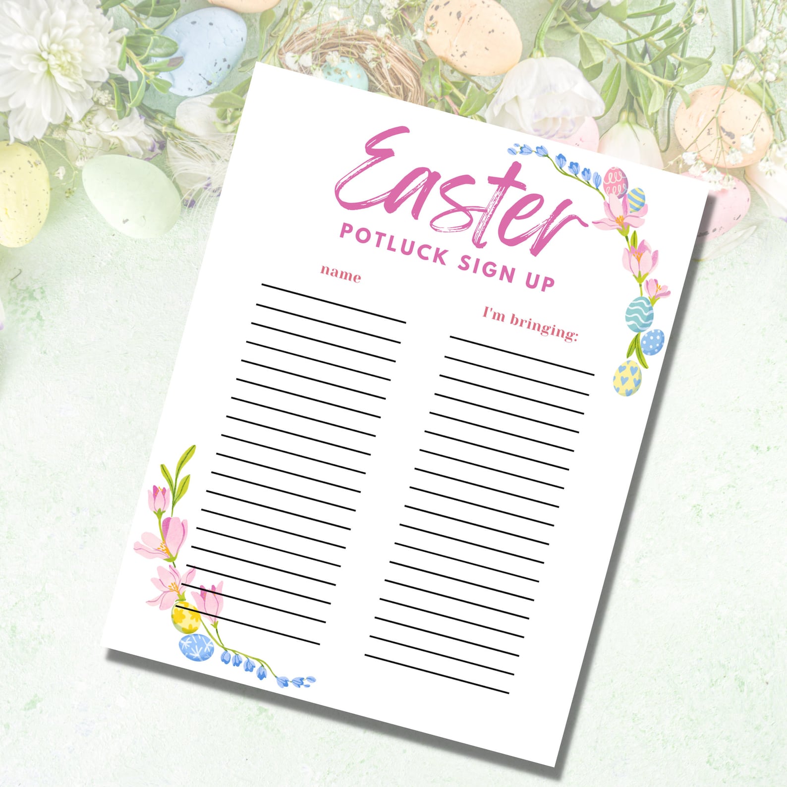 EASTER Potluck Sign up Sheet, Holiday Potluck Sheet, Church Potluck ...