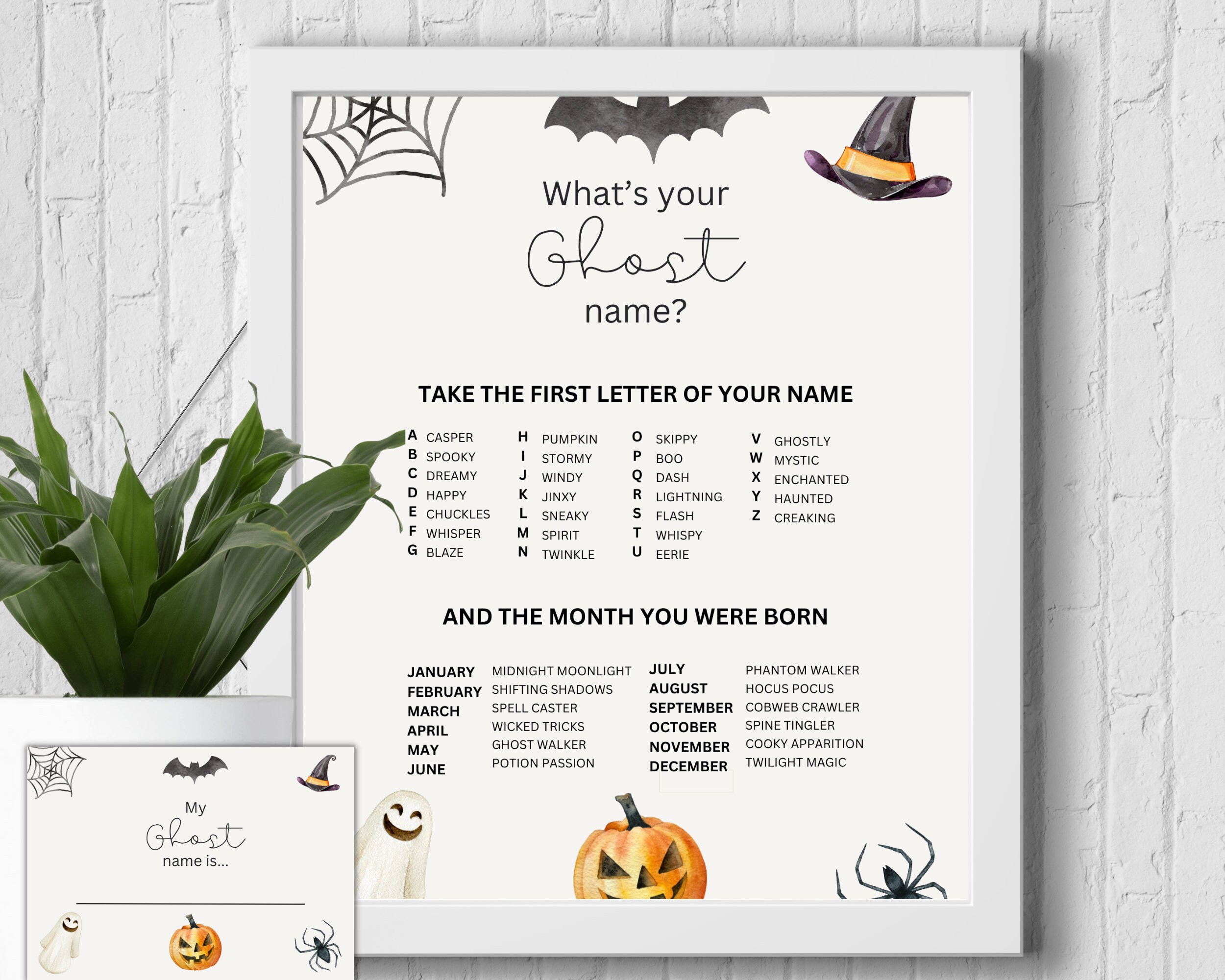 What's Your Ghost Name Game, Halloween Party Activity, Halloween Adult ...