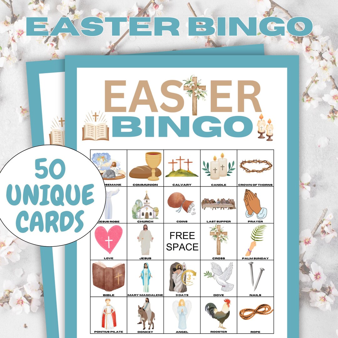 50 EASTER Bingo Cards Game, Christian Bingo, Religious Bingo Game ...