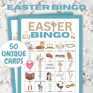 50 EASTER Bingo Cards Game, Christian Bingo, Religious Bingo Game ...