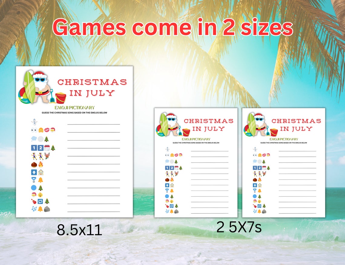 Christmas in July Party Games Bundle, Christmas in July Games, Christms ...
