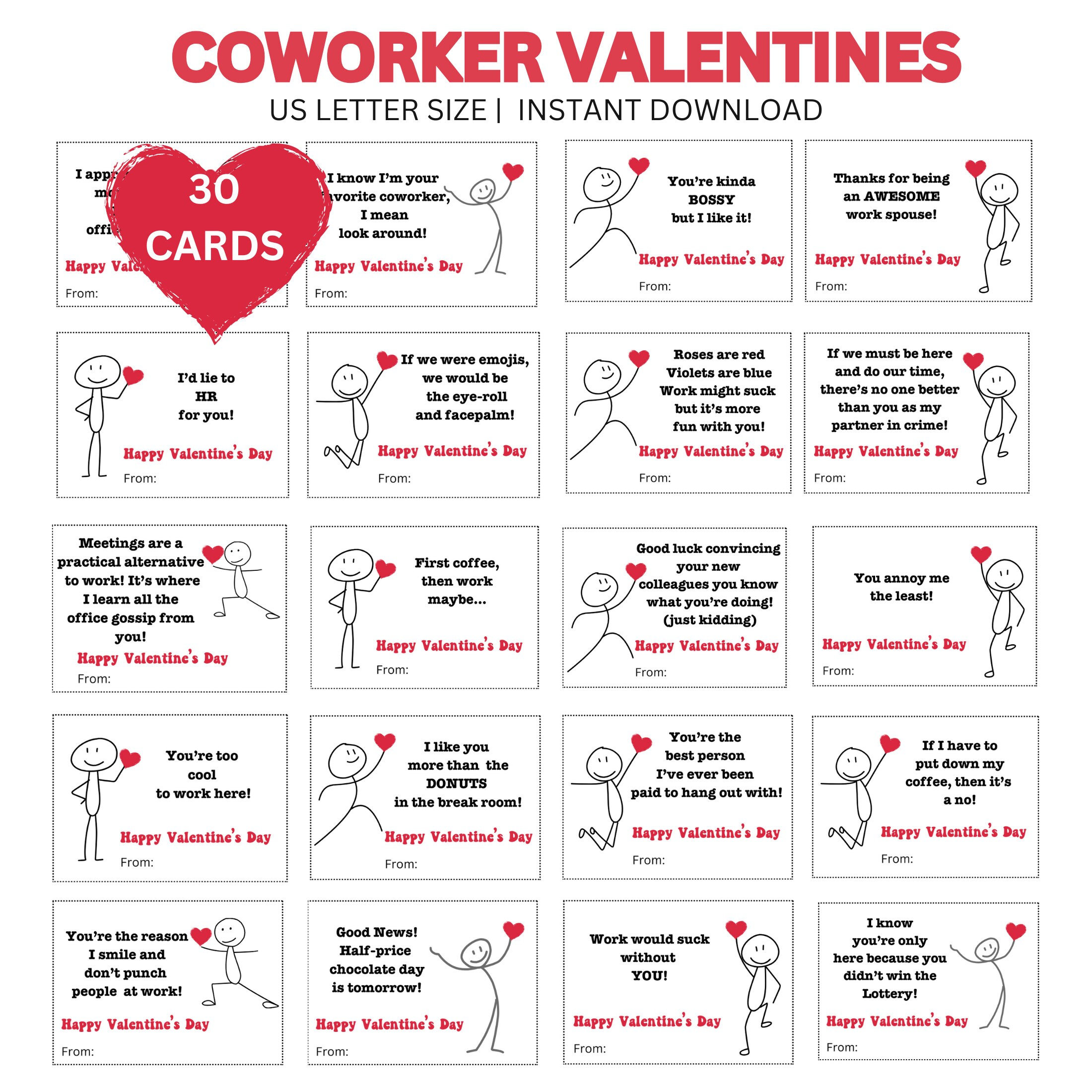 Valentines Cards for Coworkers, Funny Valentine Card, Office Staff ...