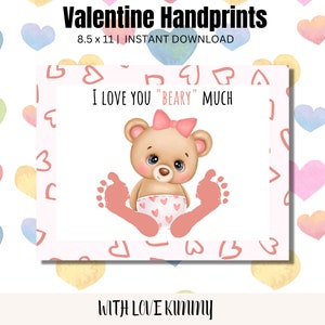 Valentine Handprint Craft ART Printable, Valentine Preschool Art ...