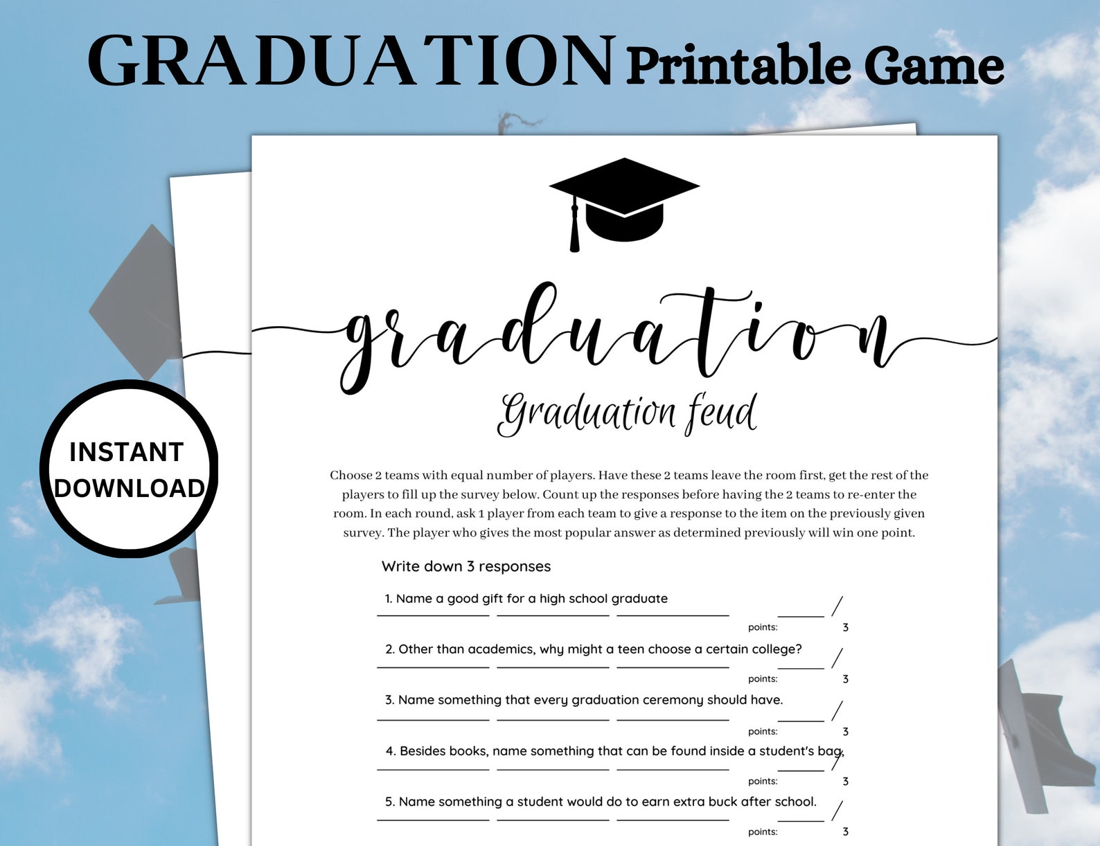Printable Graduation Games Grad Feud 2023 Graduation Games - Etsy