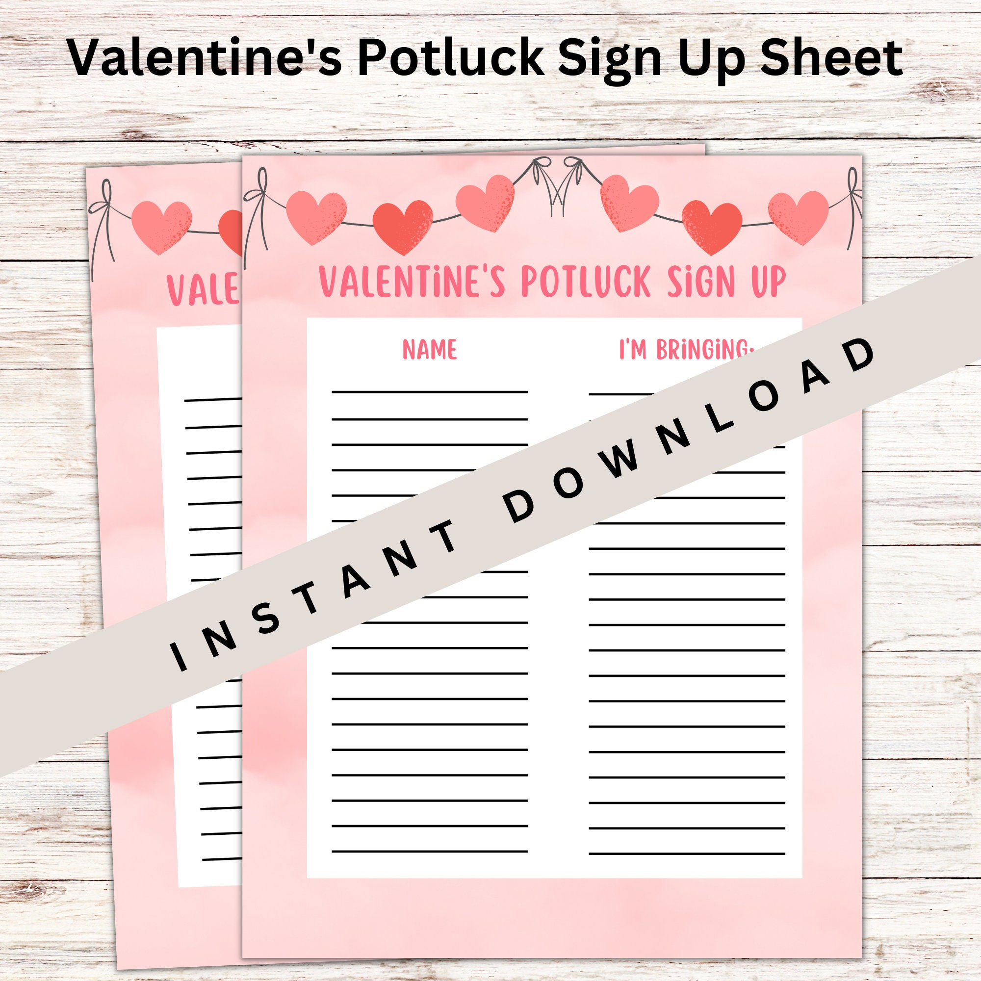 Valentine Potluck Sign up Sheet, Holiday Potluck Sheet, Church Potluck ...