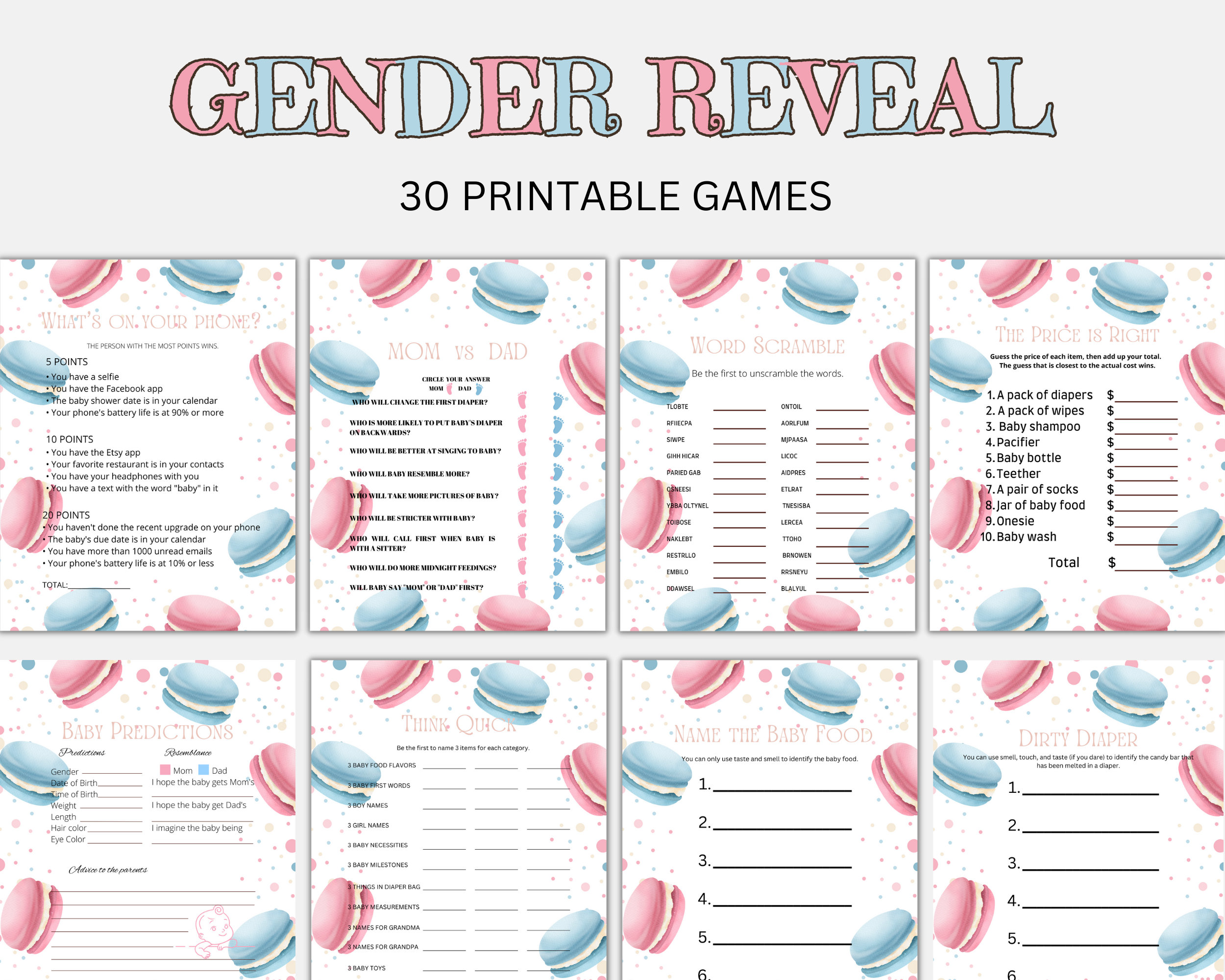 Gender Reveal Games Bundle, Gender Reveal Party, Gender Reveal Games ...