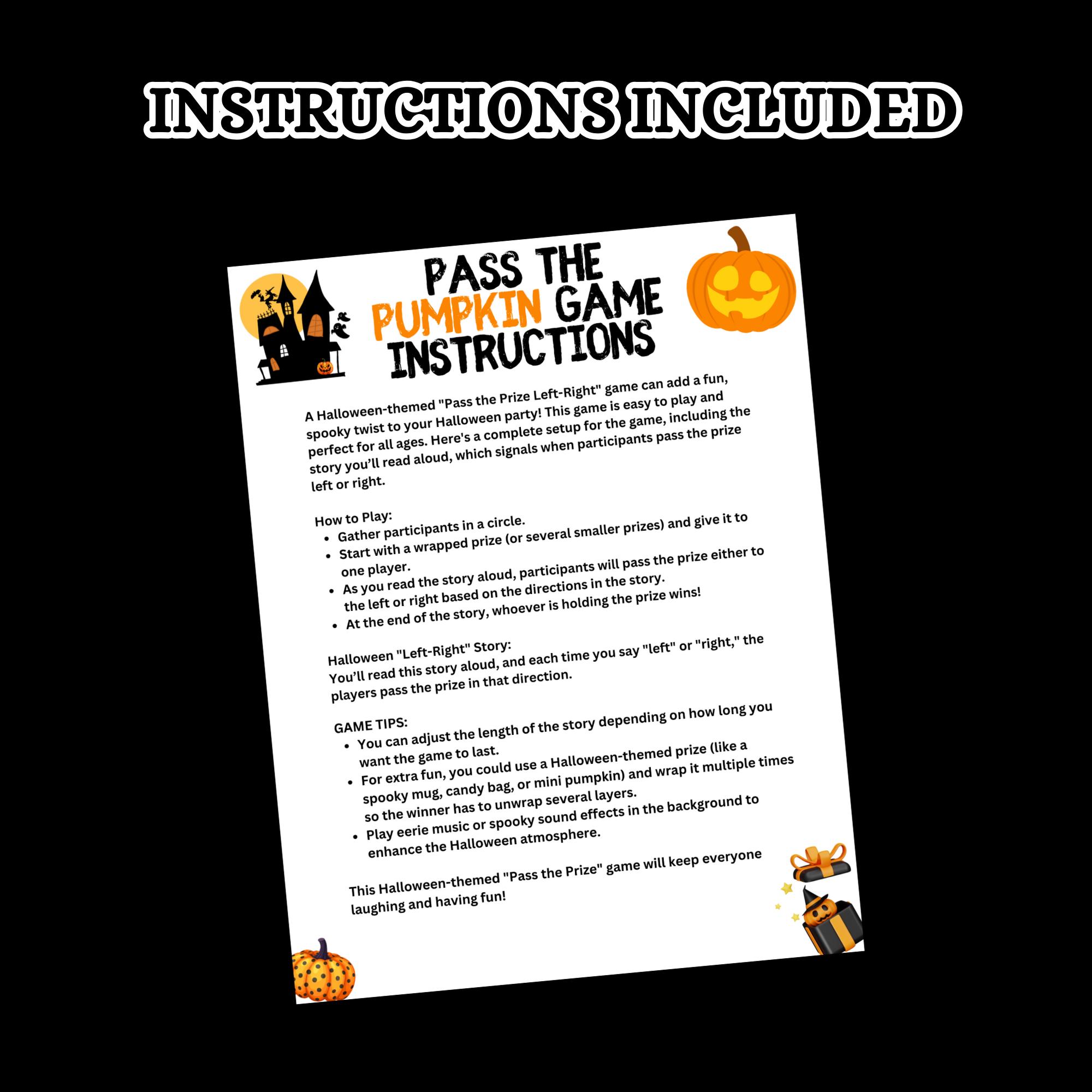 Halloween Pass the Pumpkin Game, Halloween Party Activity, Halloween ...