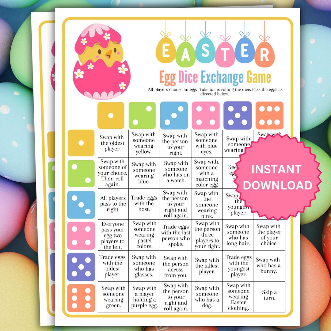 Dice Easter Egg Exchange Game, Easter Dice Game, Kids Adults Family ...