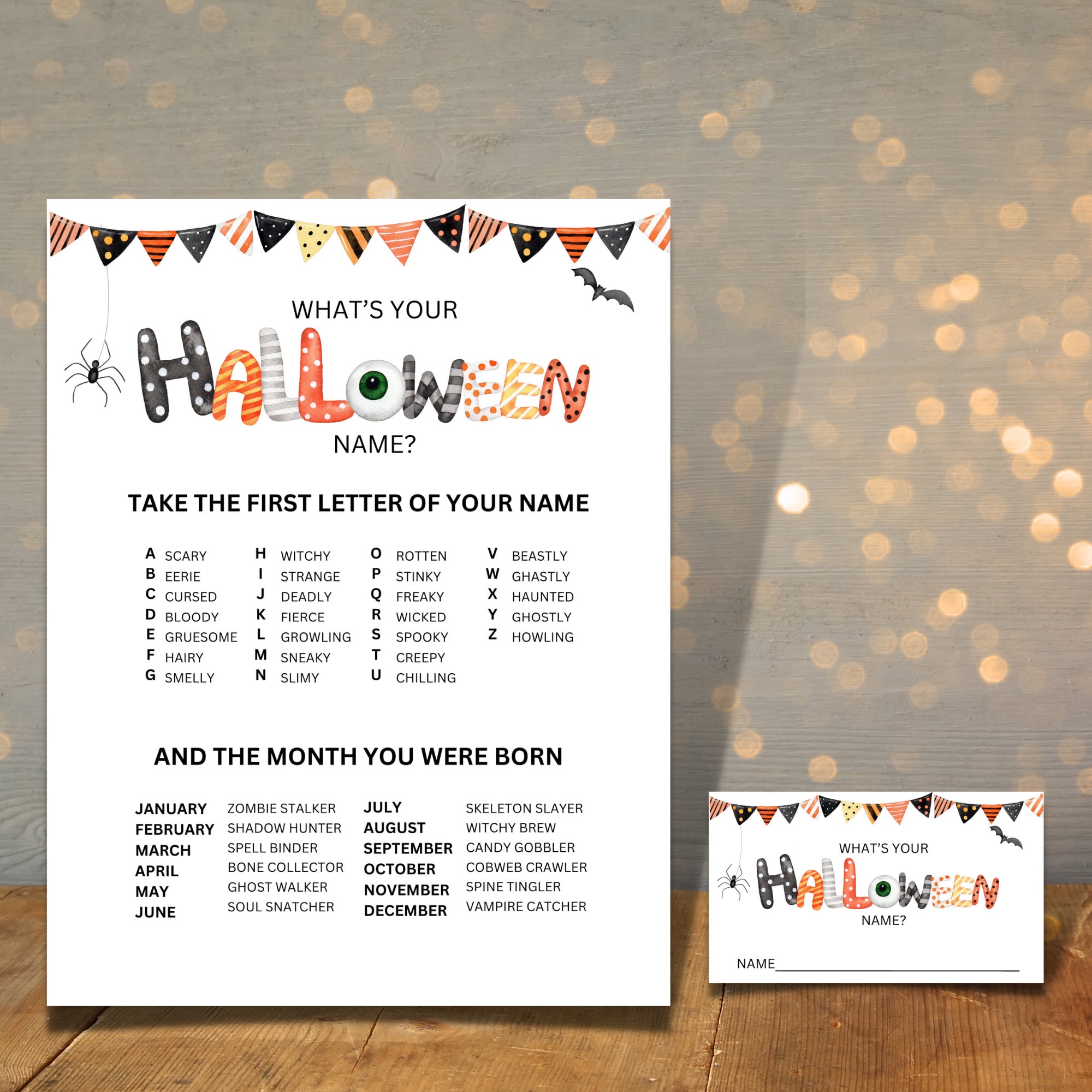 What's Your Halloween Name Game, Halloween Party Activity, Halloween ...