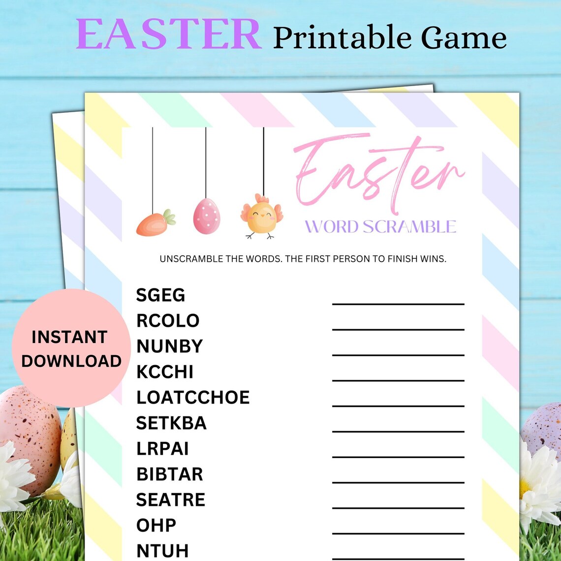 Printable EASTER Game, Easter Kids Game and Activity, Adult Games ...