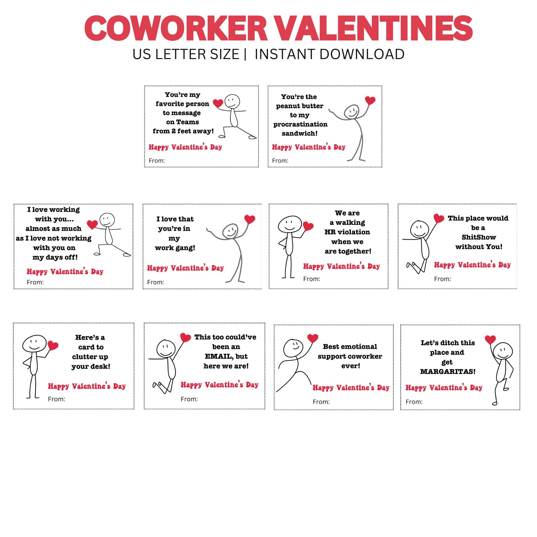 Valentines Cards for Coworkers, Funny Valentine Card, Office Staff ...