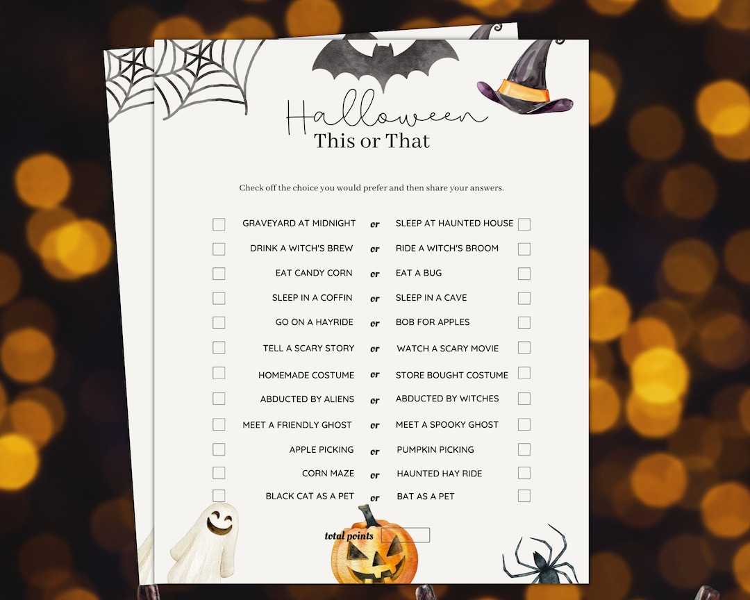 Halloween Party Game, This or That, Halloween Party Activities ...
