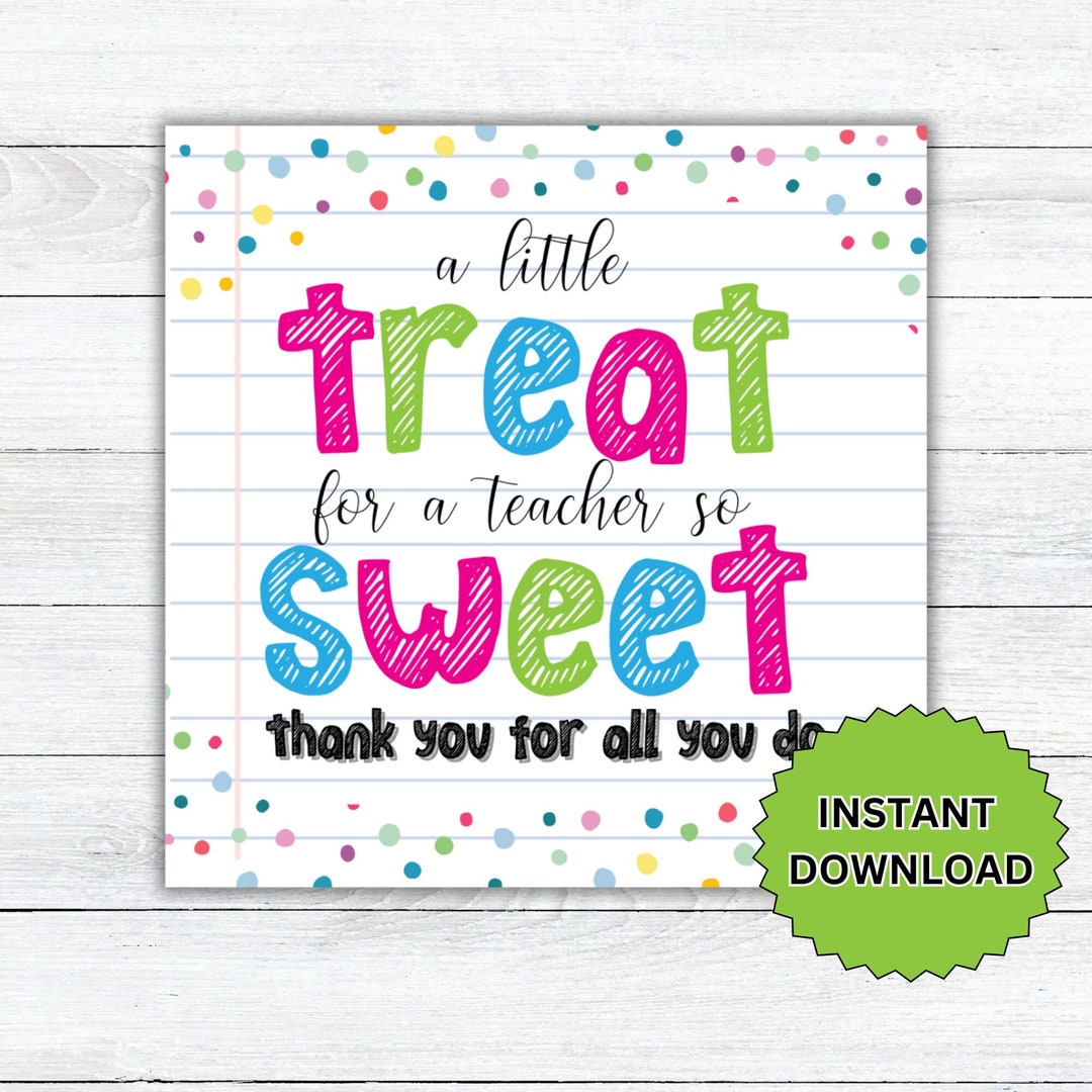 Teacher Sweet Treat Gift Tag, Teacher Appreciation, Baked Snack Teacher ...