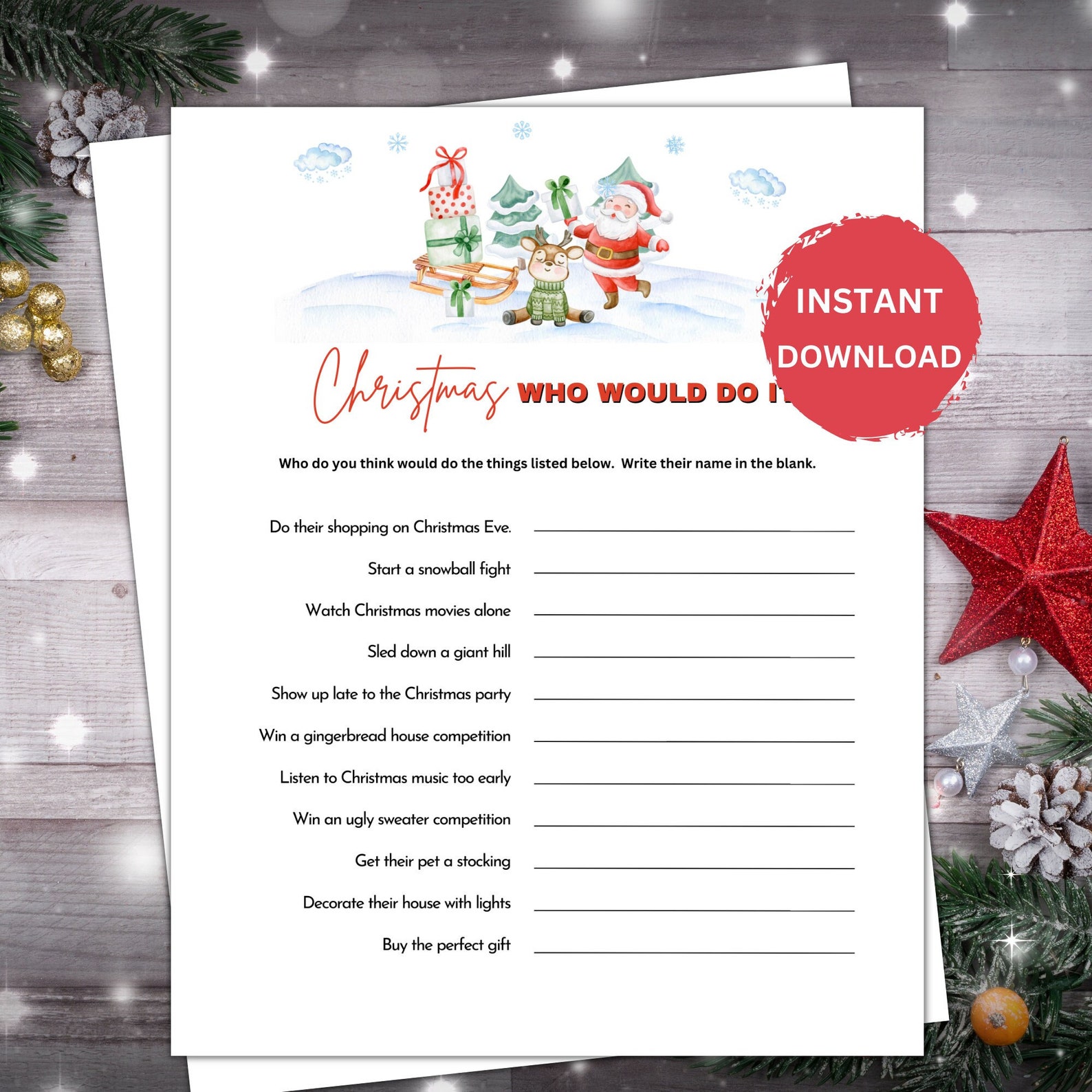 Christmas Who Would Do It Game, Christmas Game Printable, Family ...