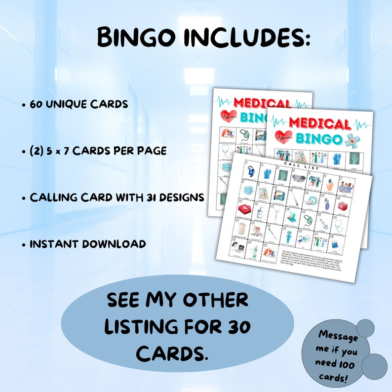 Medical Bingo Game, 60 Bingo Games, Doctor Games, Radiology Games ...