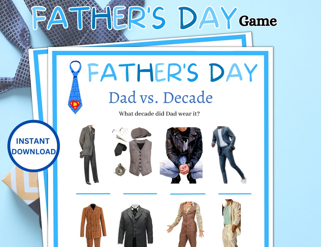 Father's Day Game, Dad Vs. Decade, Printable Family Game, Dad's Day ...