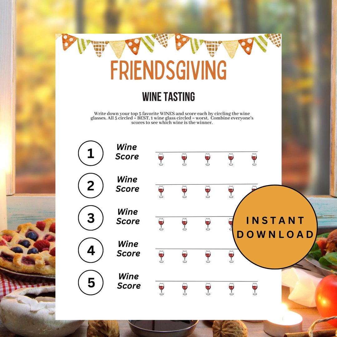 Friendsgiving Game, Friendsgiving Wine Tasting Game, Thanksgiving Game ...