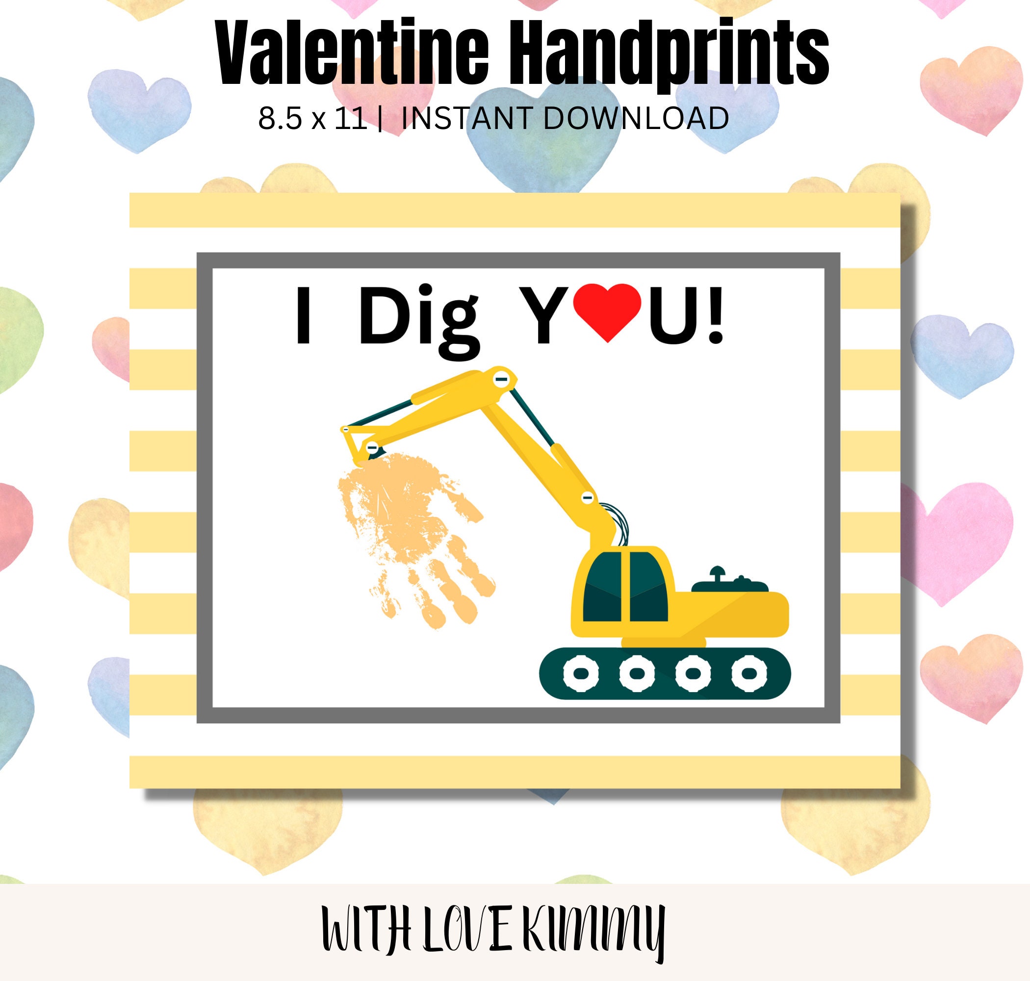Valentine Handprint Craft ART Printable, Valentine Preschool Art ...