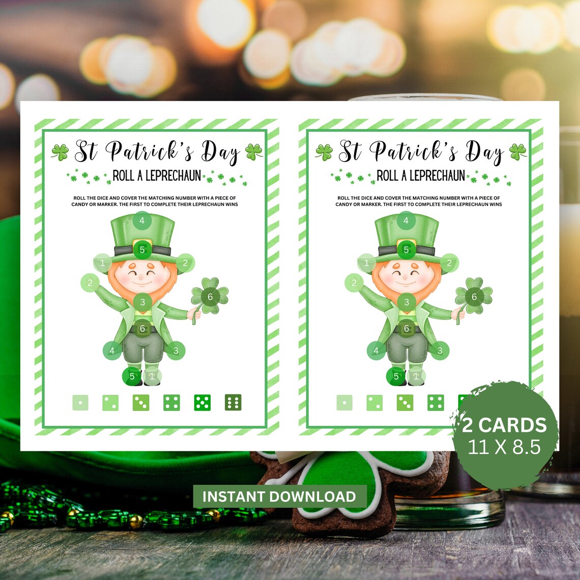 Printable St Patrick's Day Roll a Leprechaun Game, St Paddys Day Game ...