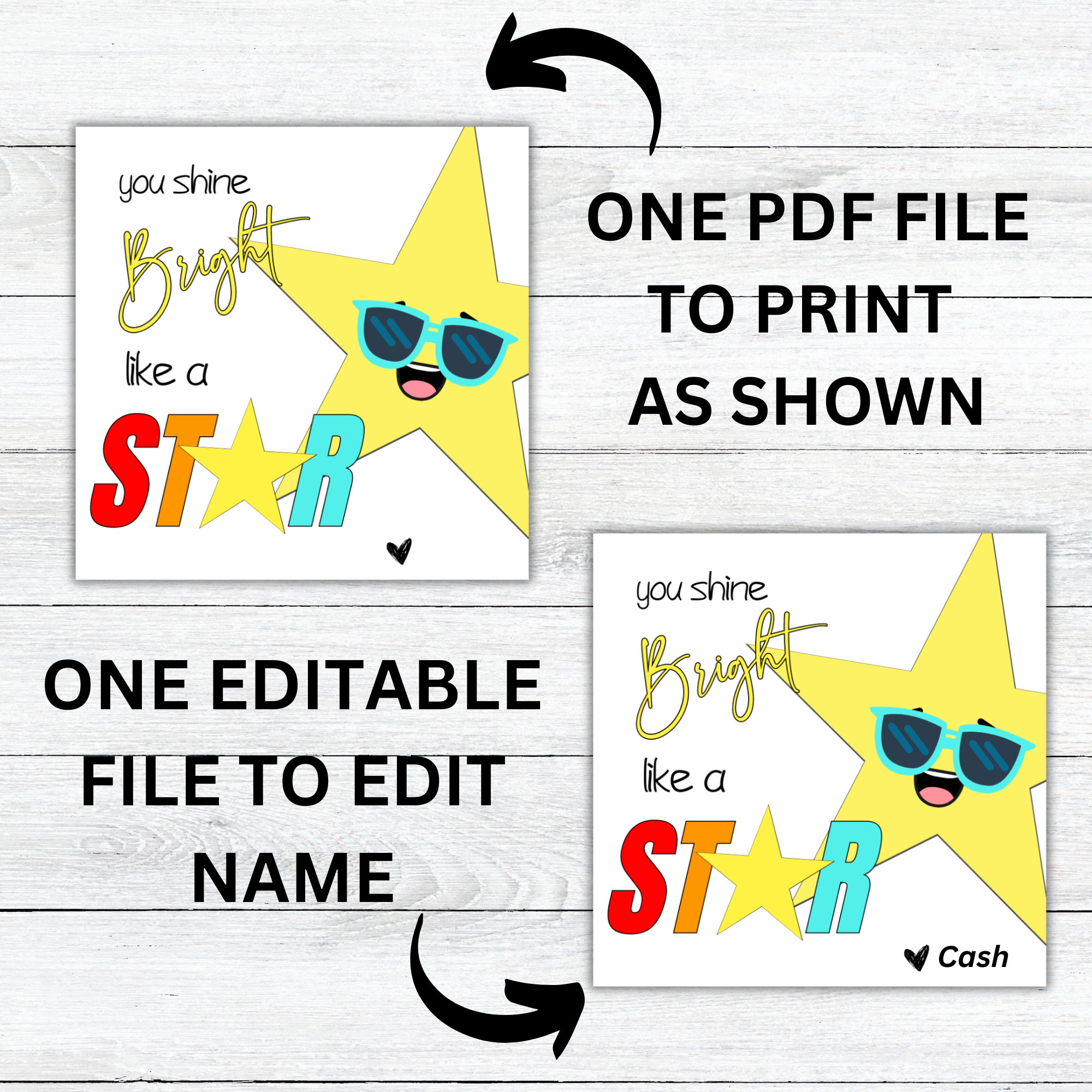 Editable You Shine Bright Like a Star Gift Tag, Teacher Appreciation ...