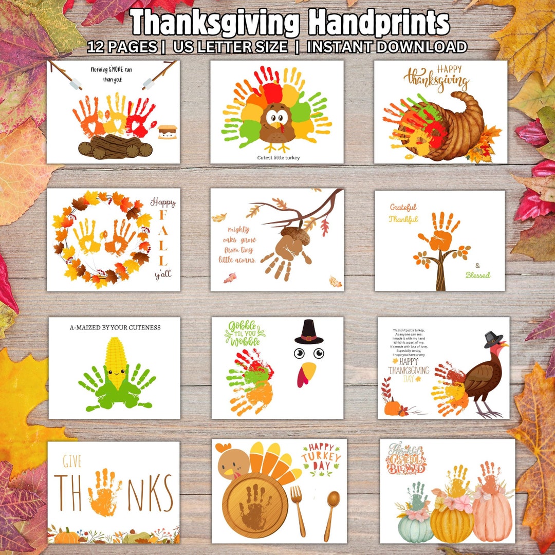 Thanksgiving Handprint Craft Printable Bundle, Thanksgiving Preschool ...