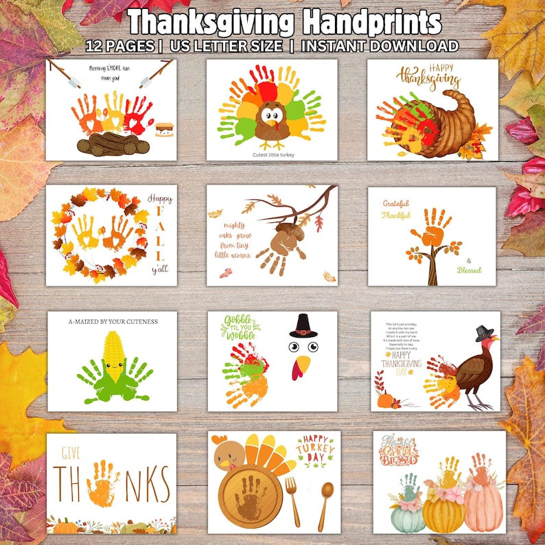 Thanksgiving Handprint Craft Printable Bundle, Thanksgiving Preschool ...
