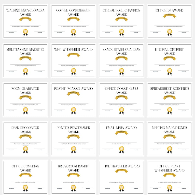 Funny Employee Appreciation Awards, Recognition Awards Certificates ...