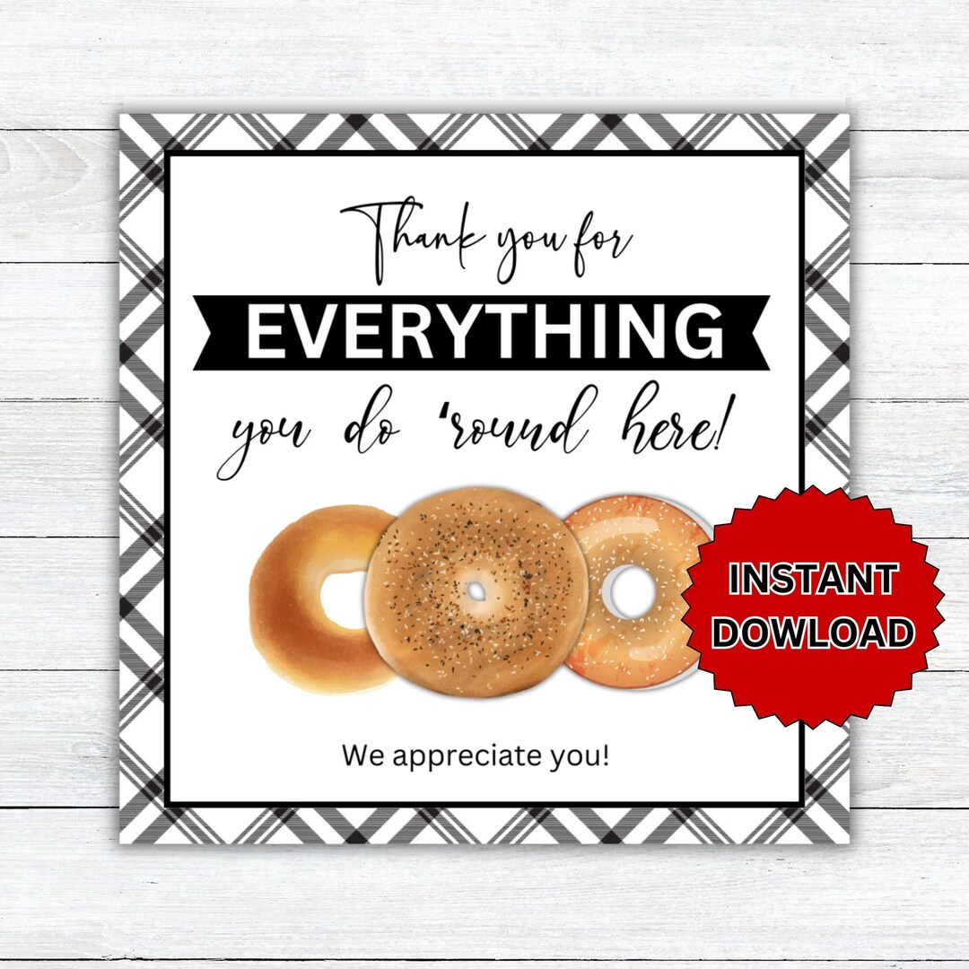 Appreciation Gift Tag, Everything Bagel Teacher Appreciation, Staff Co ...