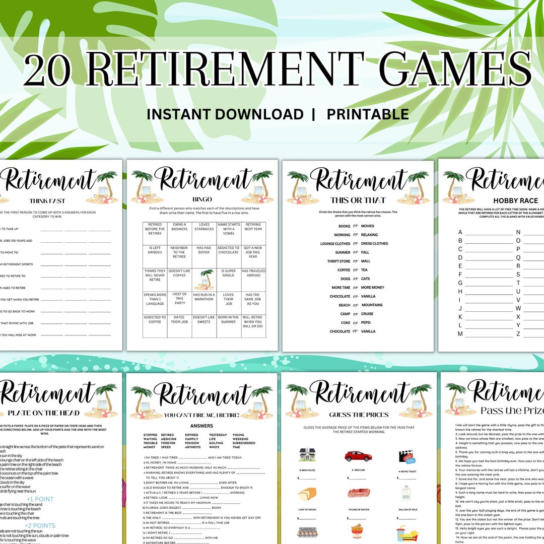 Retirement Party Games Bundle, Retirement Games, Printable Retirement ...