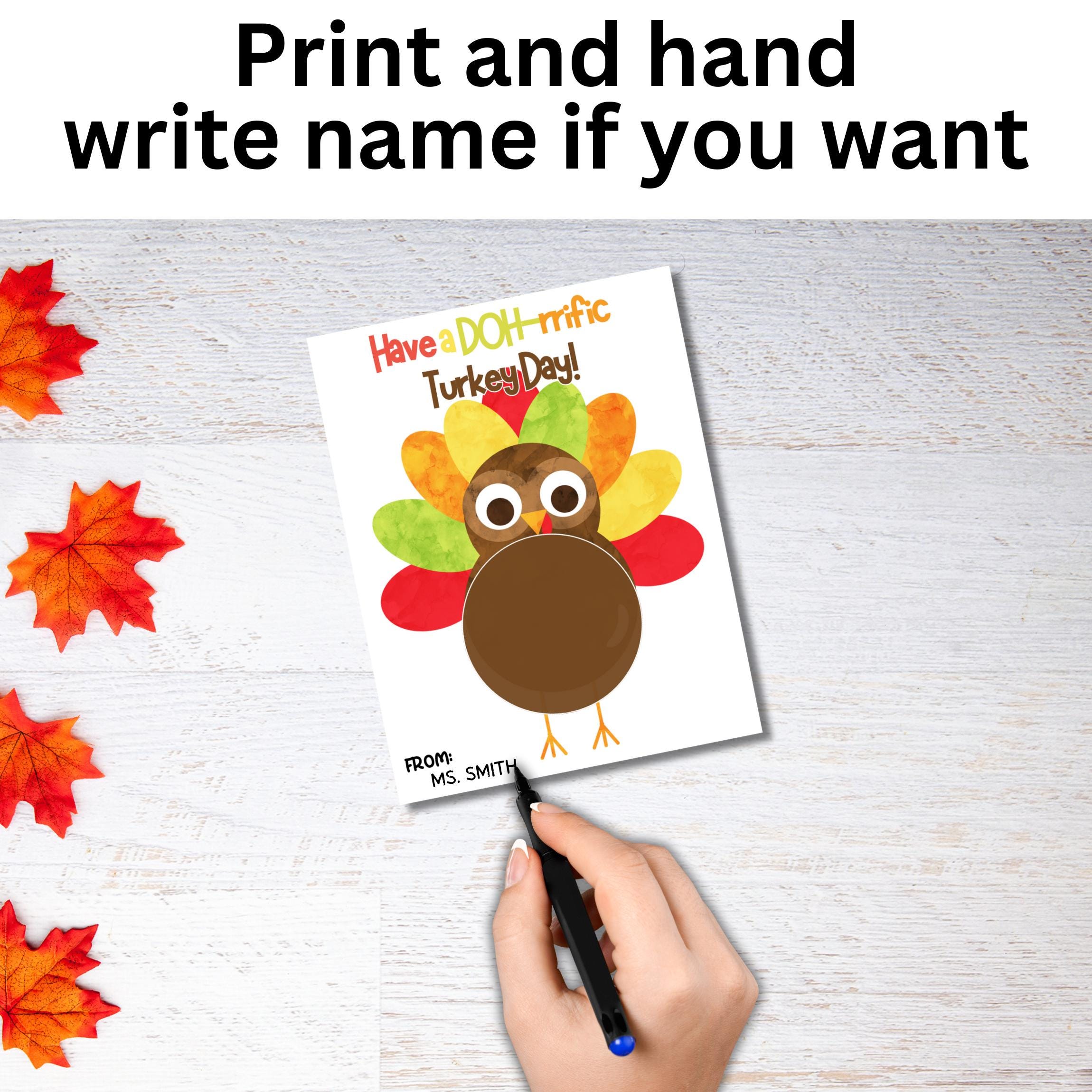 Kids Thanksgiving Play Dough Cards, Class Thanksgiving Favors Tags ...