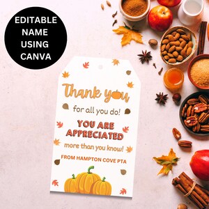 Autumn Fall Thank You Tags, Staff Appreciation, Teacher Gift ...