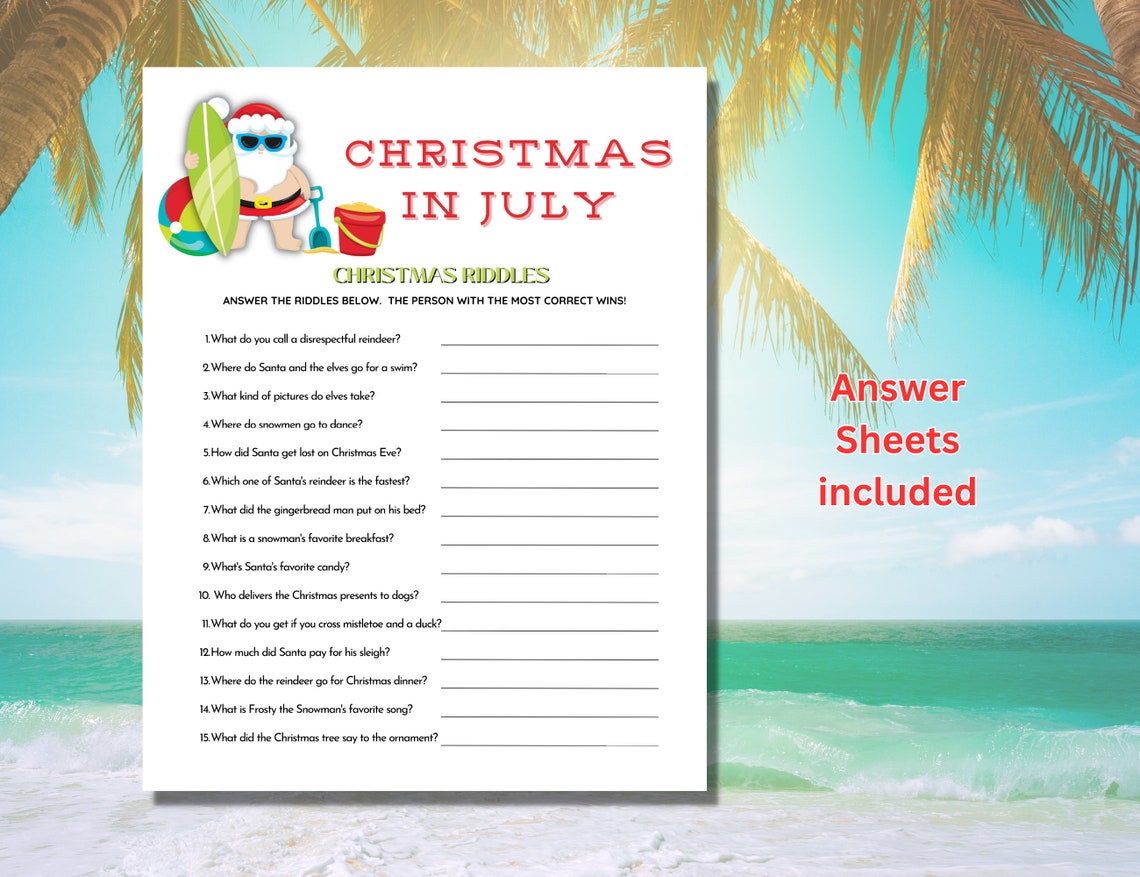 Christmas in July Party Games Bundle, Christmas in July Games, Christms ...