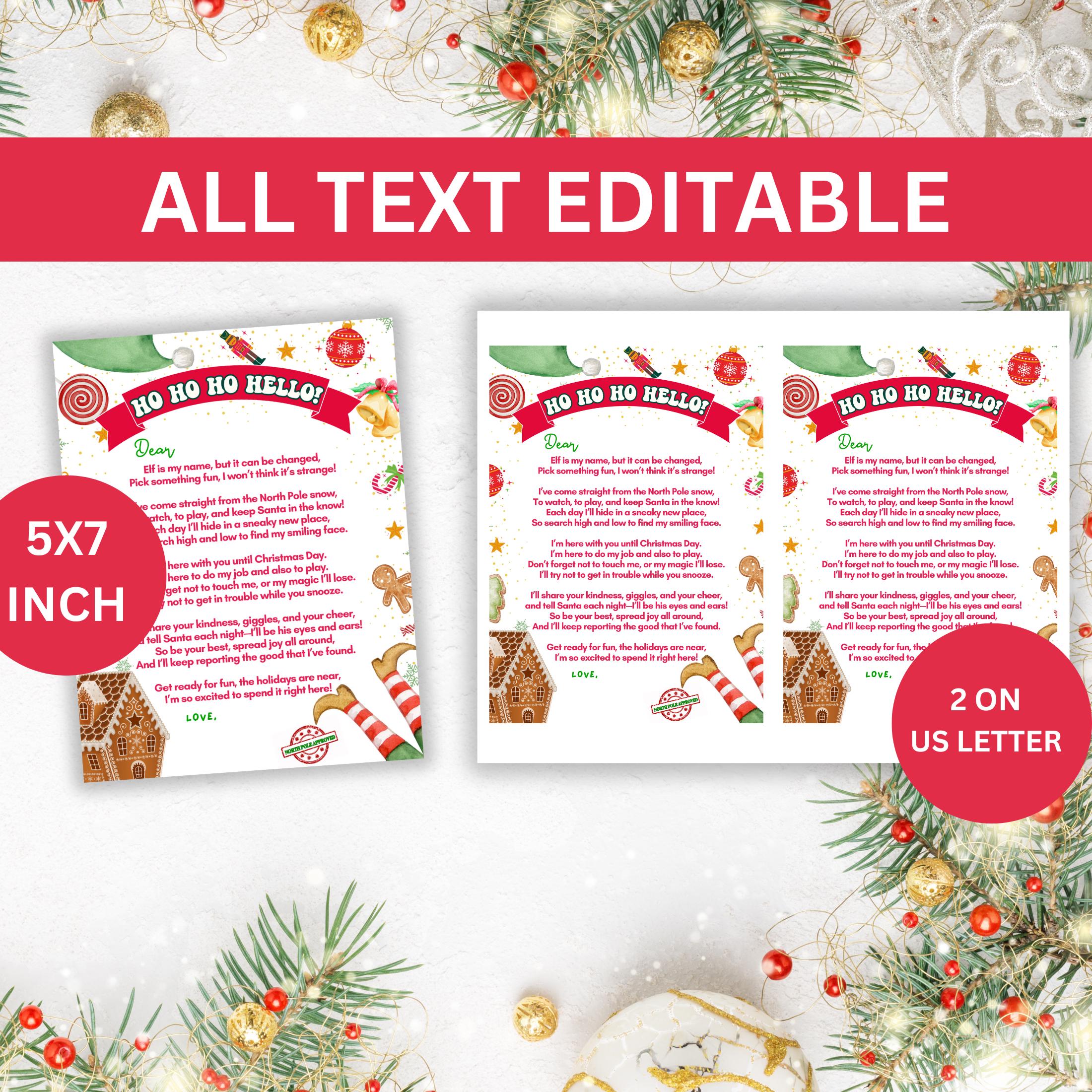 New Elf Arrival Letter, Editable ELF First Letter, Christmas Elf ...