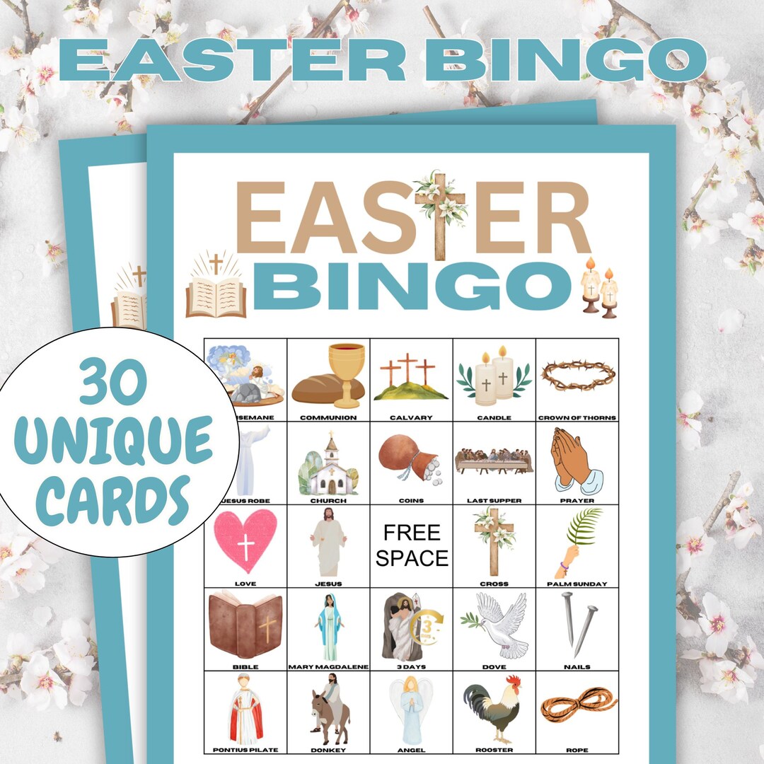 30 EASTER Bingo Cards Game, Christian Bingo, Religious Bingo Game ...