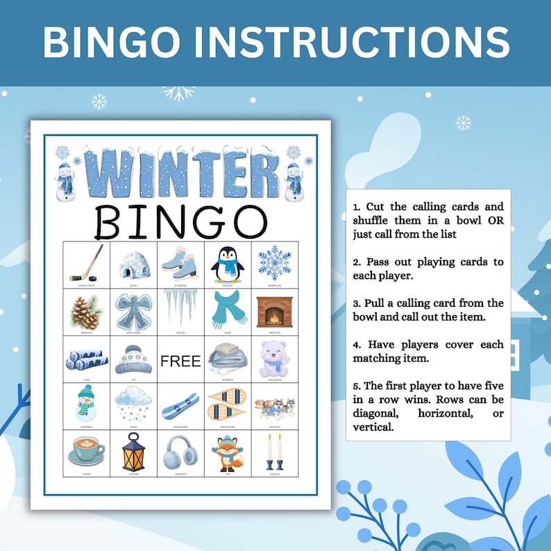 100 Winter Bingo Cards, Wonderland Games, Activity for Kids, Adult ...