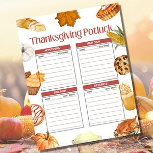 Thanksgiving Potluck Sign up Sheet, Fall Potluck, Church Potluck, Fall ...