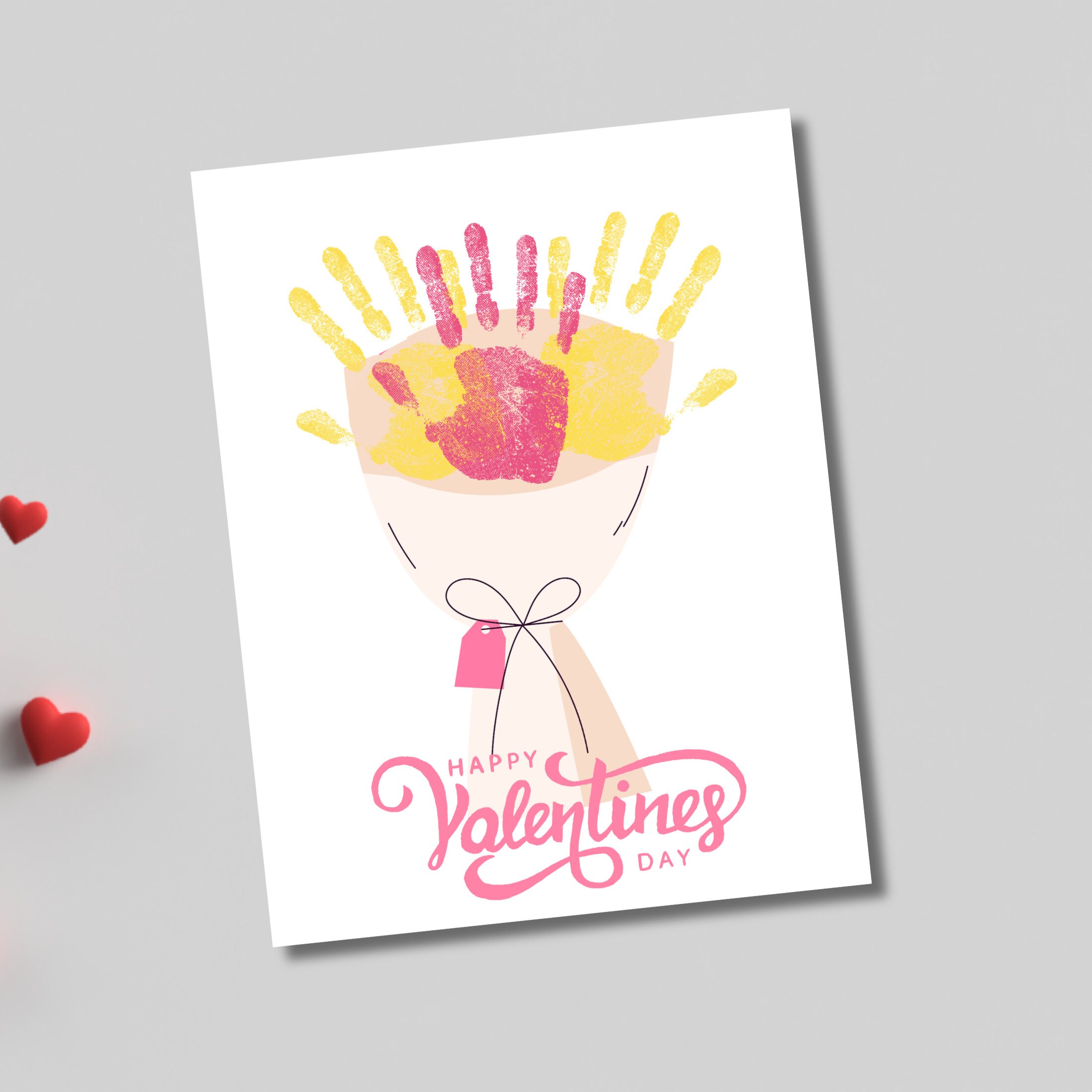 Valentine Handprint Craft ART Printable, Valentine Preschool Art ...