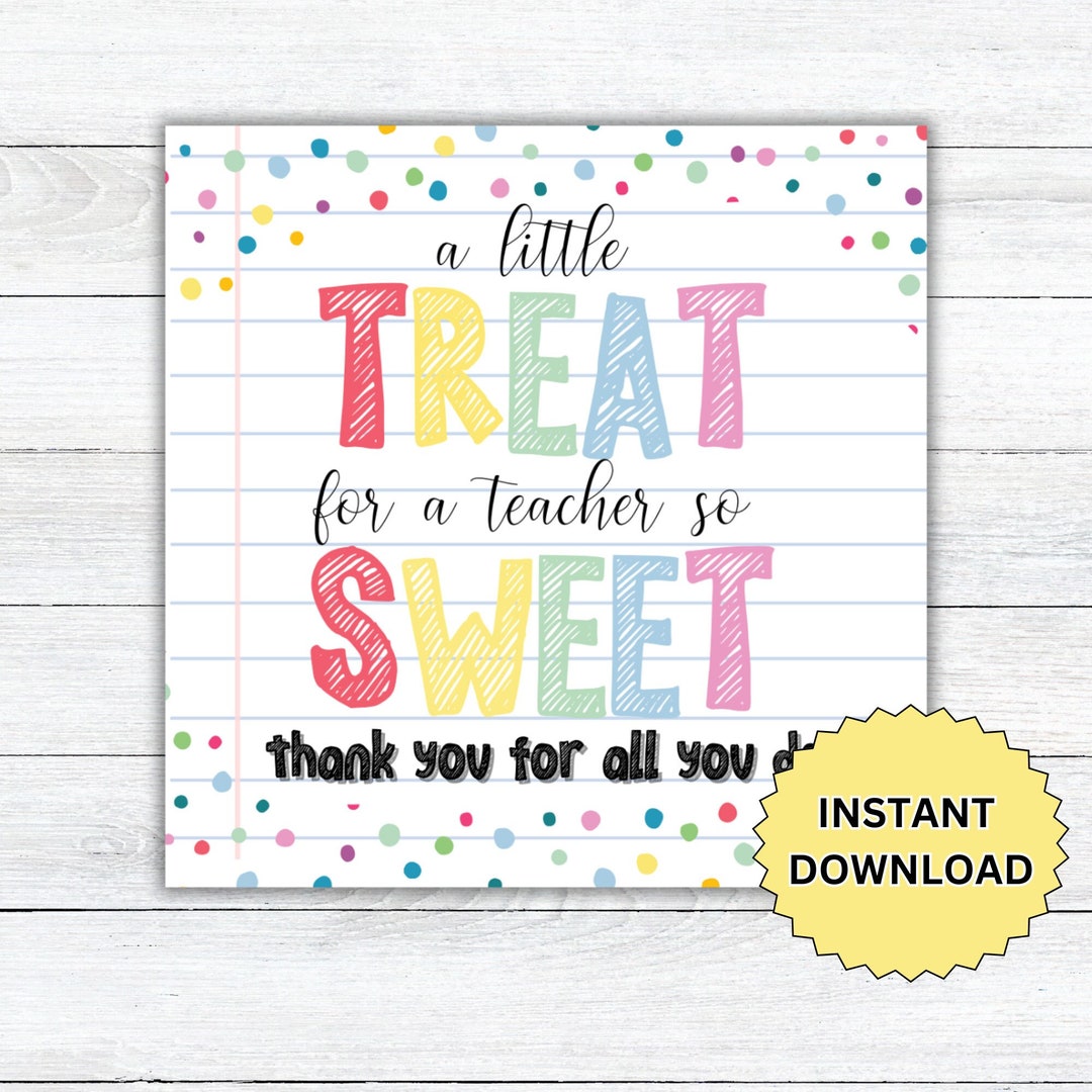 Teacher Sweet Treat Gift Tag, Teacher Appreciation, Baked Snack Teacher ...