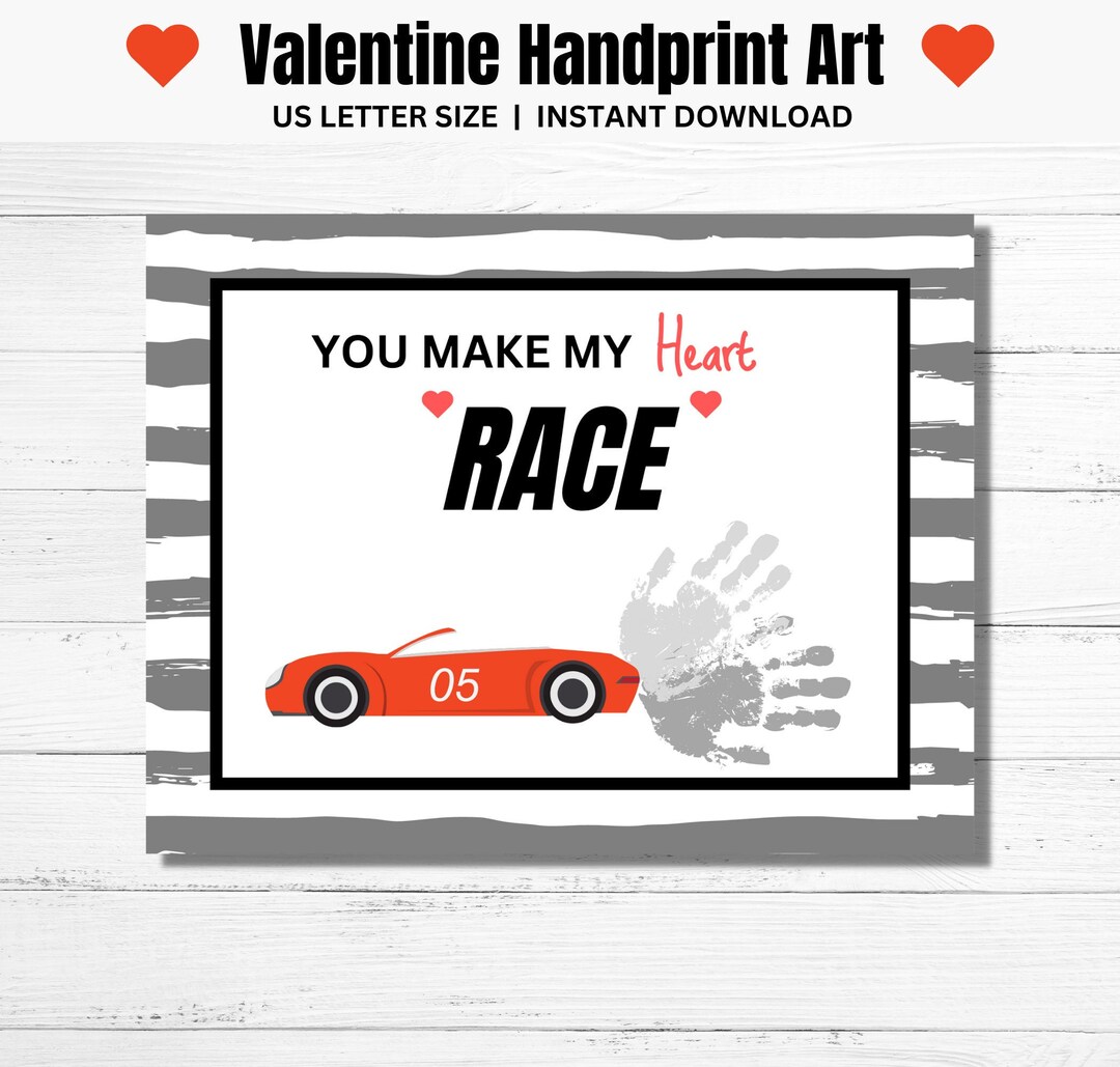 Valentine Handprint Craft ART Printable, Valentine Preschool Art ...
