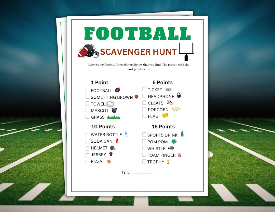 Football Game, Scavenger Hunt, Football Party Game, Football Birthday ...