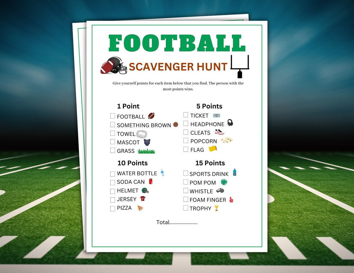 Football Game, Scavenger Hunt, Football Party Game, Football Birthday ...