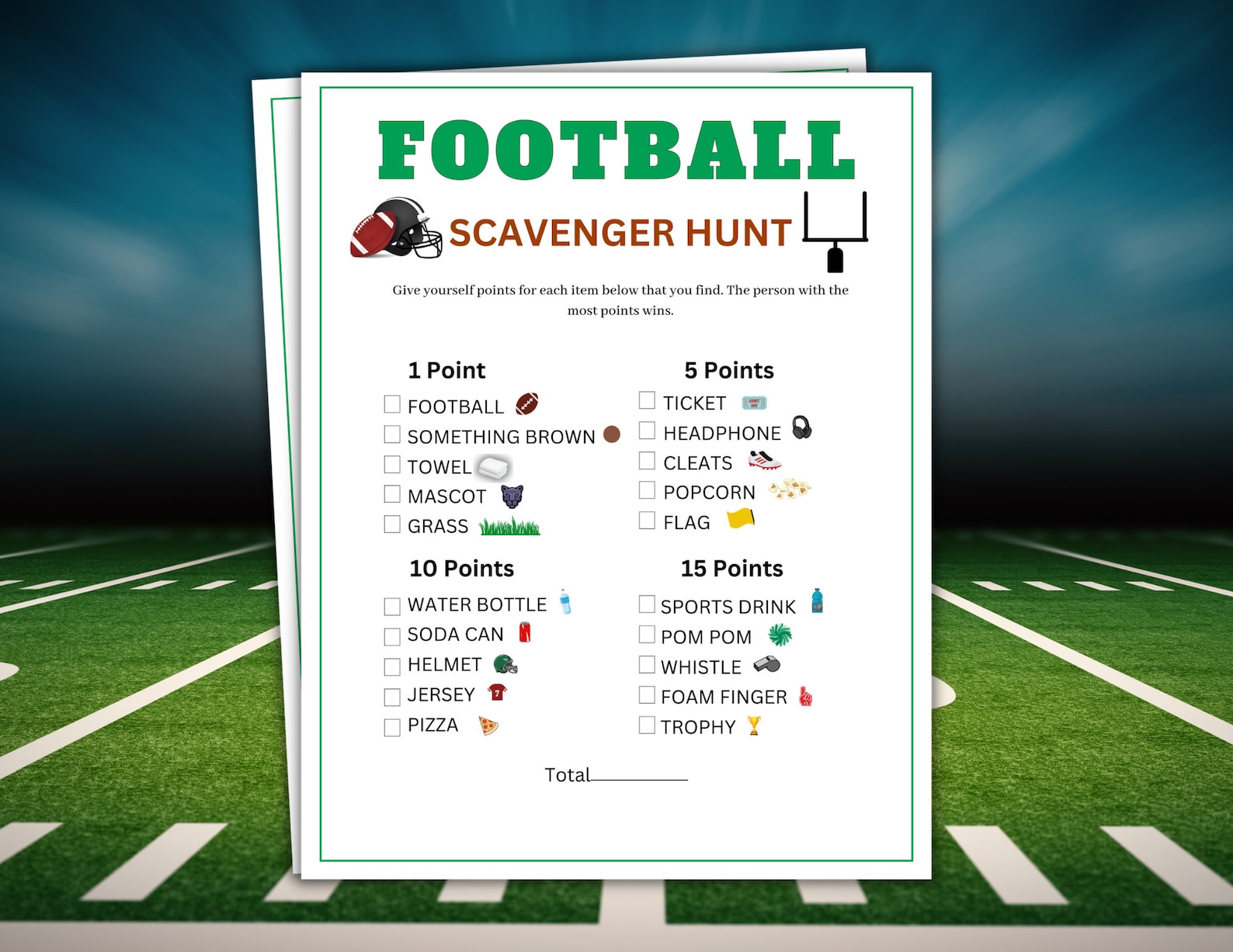 Football Game, Scavenger Hunt, Football Party Game, Football Birthday ...