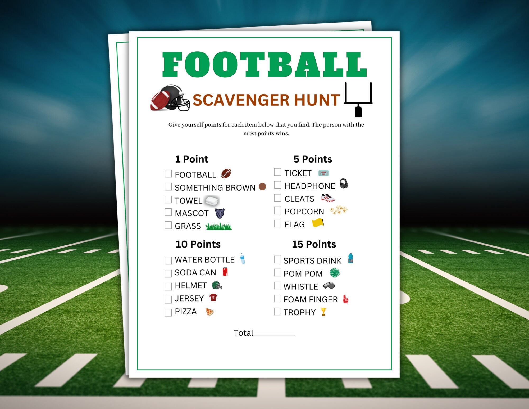 Football Game, Scavenger Hunt, Football Party Game, Football Birthday ...