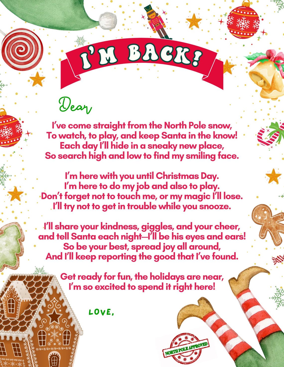 New Elf Arrival Letter, ELF Returns Letter, Goodbye Elf Letter ...