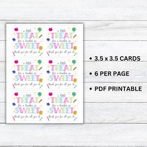 Teacher Sweet Treat Gift Tag, Teacher Appreciation, Baked Snack Teacher ...