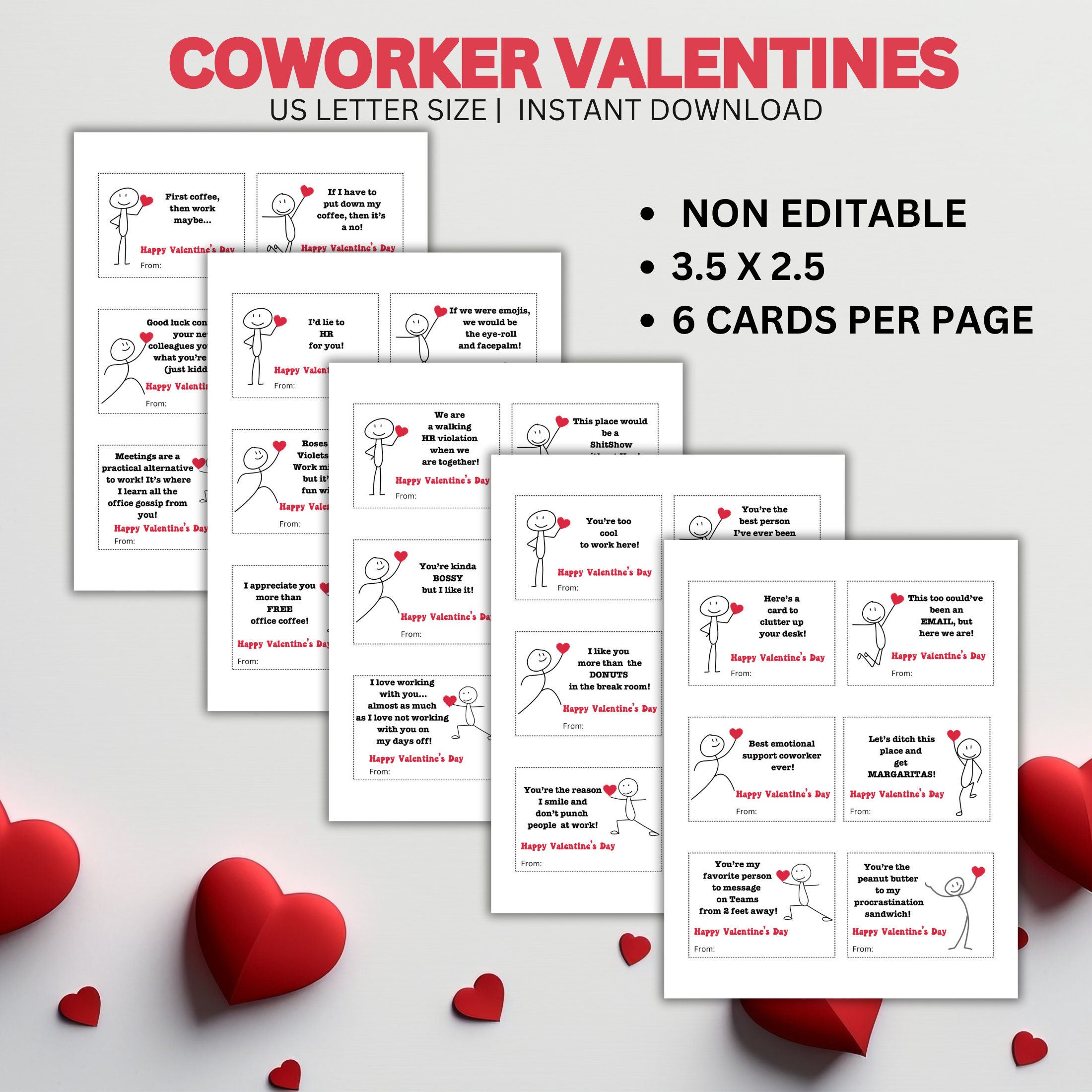 Valentines Cards for Coworkers, Funny Valentine Card, Office Staff ...