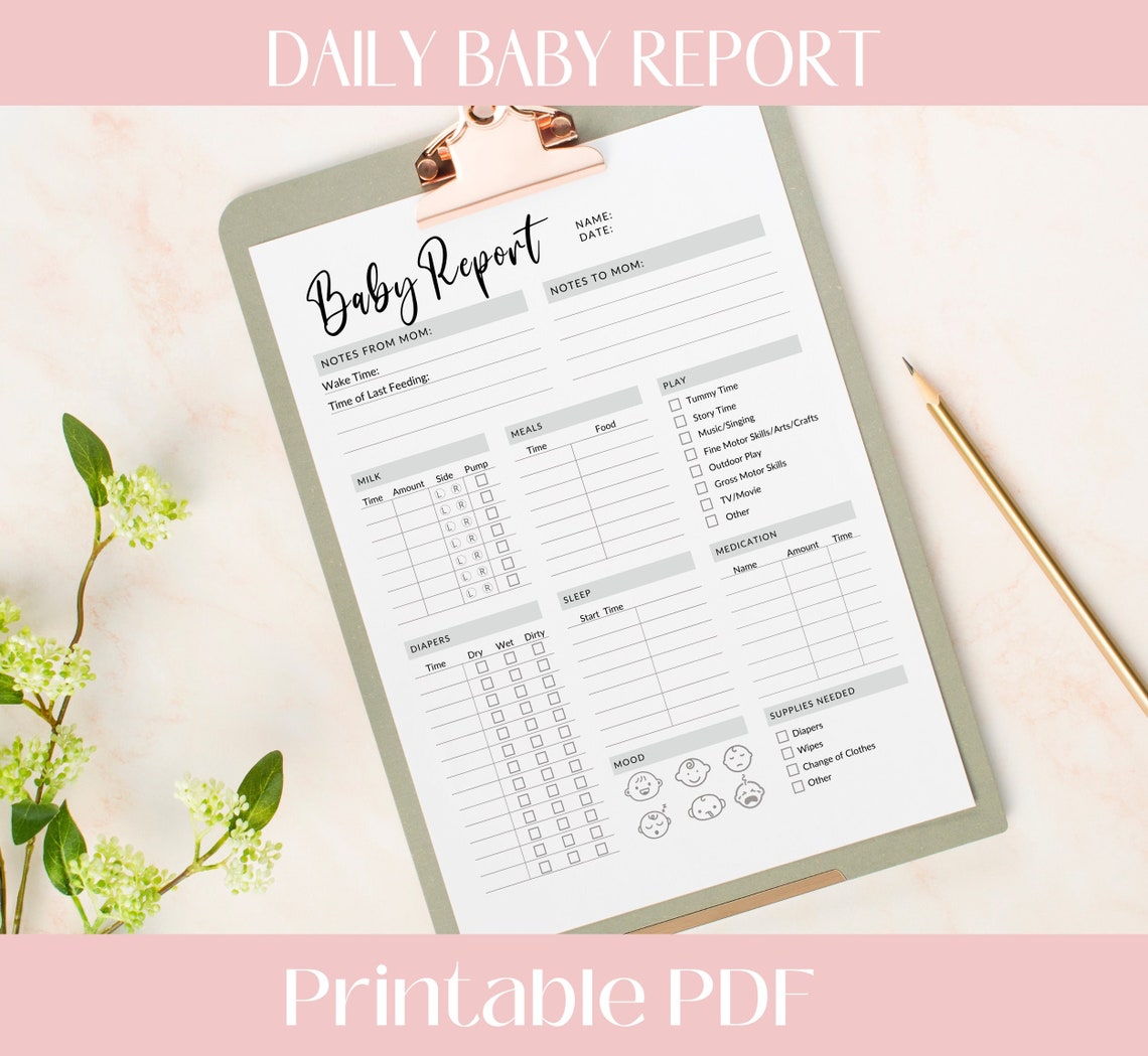 Printable Infant Baby & Nanny Log for Baby's Day. Daily - Etsy