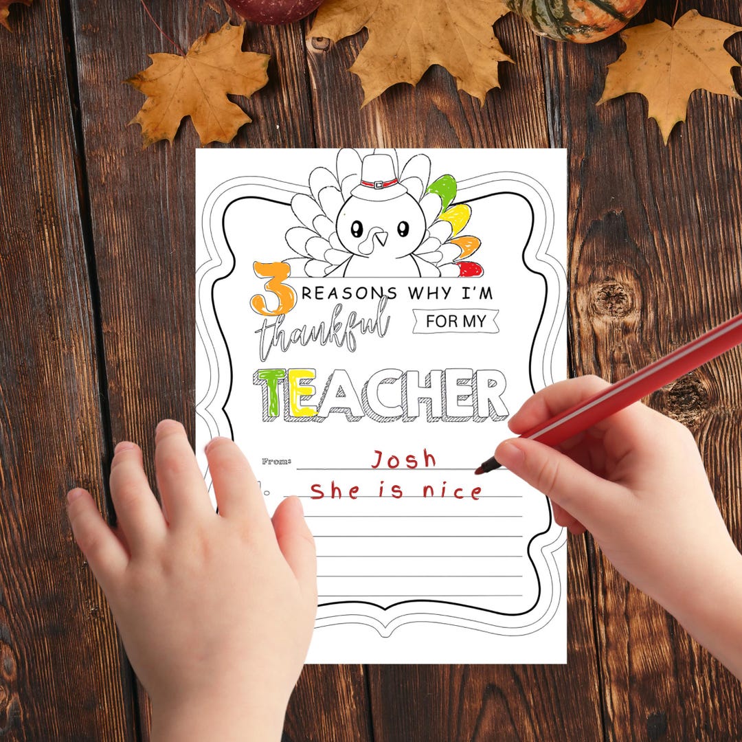 Coloring Teacher Thanksgiving Page, Teacher Thankful Card, Day Care ...