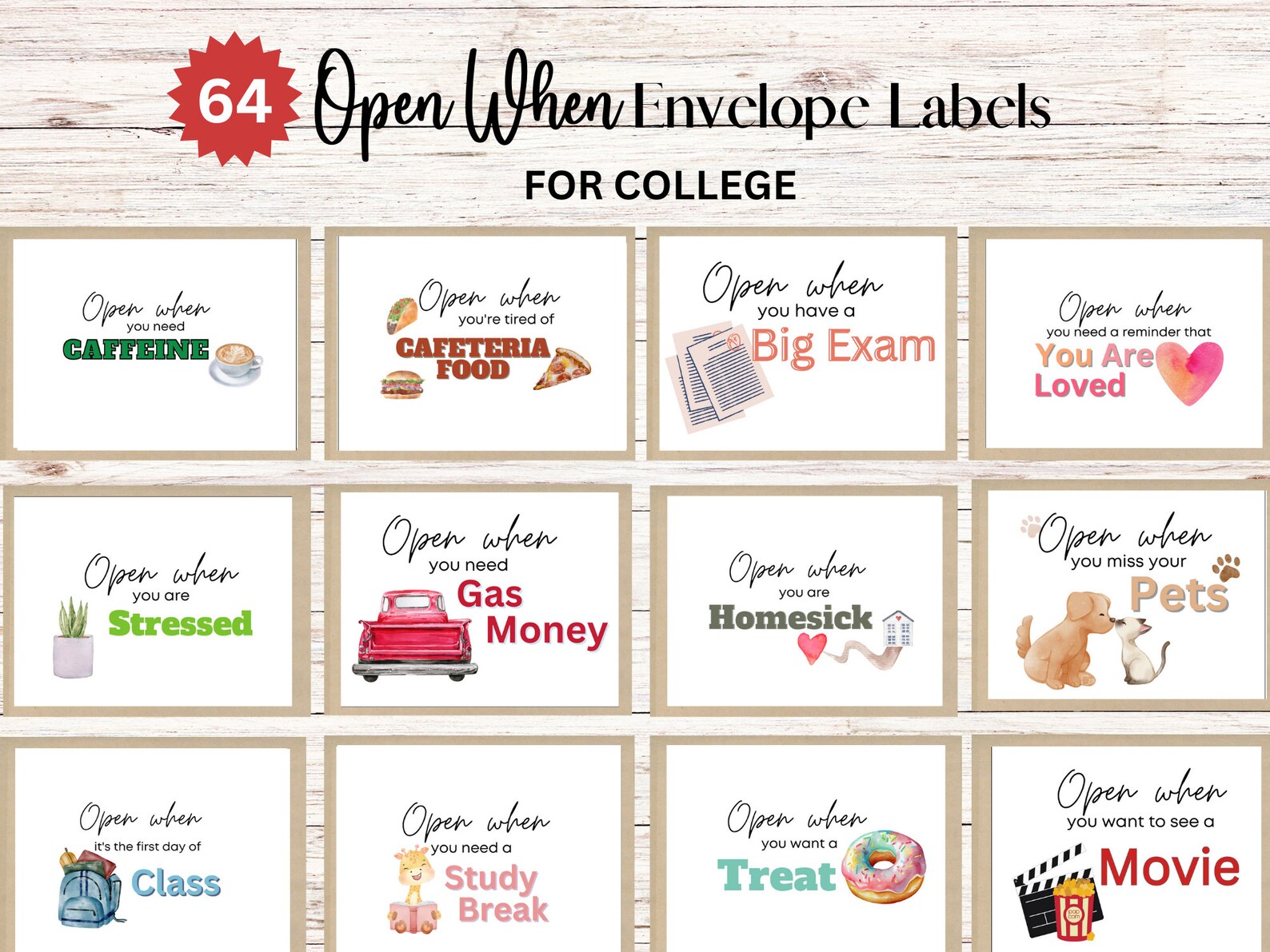 Open When Envelope Labels for College Students, University Letters for ...