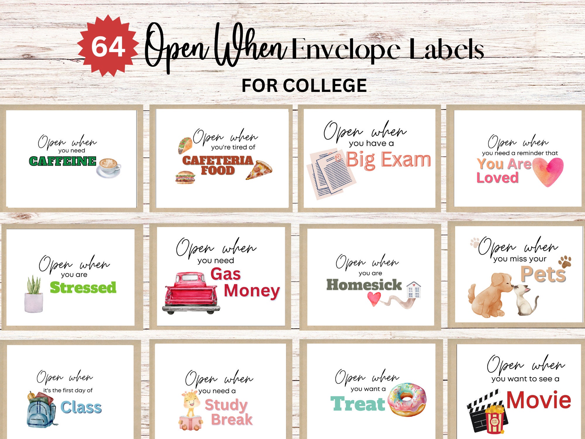 Open When Envelope Labels for College Students University - Etsy